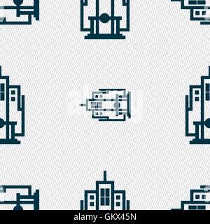 skyscraper icon sign. Seamless pattern with geometric texture. Vector ...