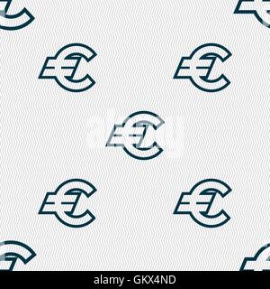 Euro EUR icon sign. Seamless pattern with geometric texture. Vector ...