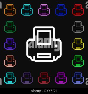 Printing icon sign. Lots of colorful symbols for your design. Vector ...