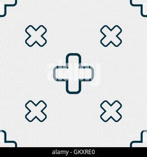 Plus icon sign. Seamless pattern with geometric texture. Vector ...