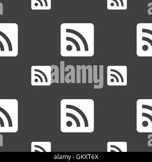 RSS feed icon sign. Seamless pattern on a gray background. Vector ...