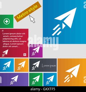 Paper airplane icon sign. buttons. Modern interface website buttons with cursor pointer. Vector ...