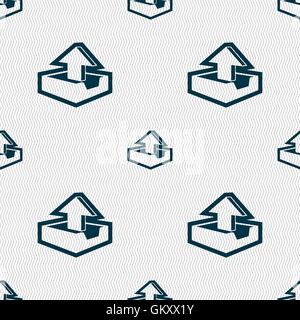Upload icon sign. Seamless pattern on a gray background. Vector ...
