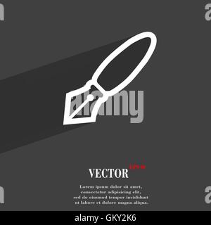 Pen icon symbol Flat modern web design with long shadow and space for ...
