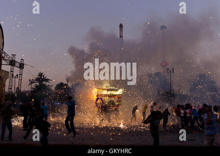 Quema de Toritos (pyrotechnic bulls) during the National Pyrotechnic ...