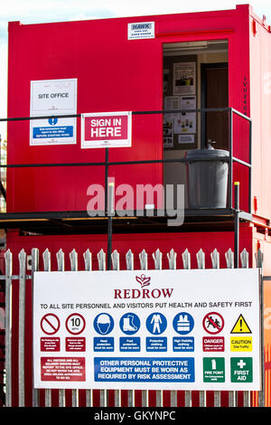 PPE safety signs at a construction workers compound at Yatton rail ...