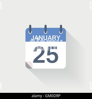 January 25. Flat icon calendar isolated on blue background. Date and ...