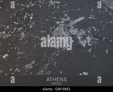 Satellite map of Athens, Greece, city streets. Street map and map of ...