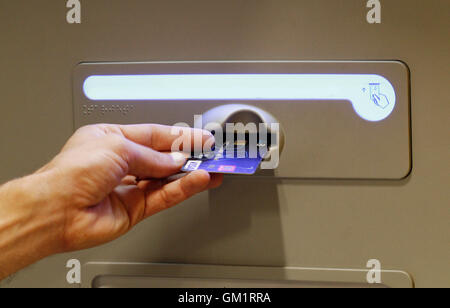 Slot for inserting a cash card / credit card into a vending machine ...