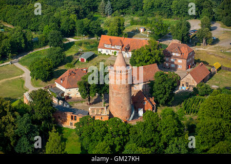 Aerial view, Burg Stargard northernmost castle Germany, dungeon, castle ...