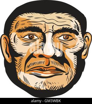 Face of Cro-Magnon man, vintage line drawing or engraving illustration ...