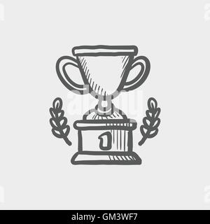 Winner cup sketch drawing. Hand drawn trophy vector illustration Stock ...