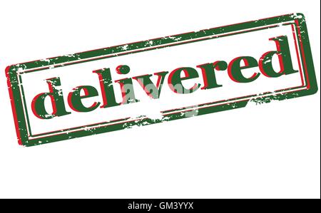 Grunge red delivered word rubber seal stamp on white background Stock ...