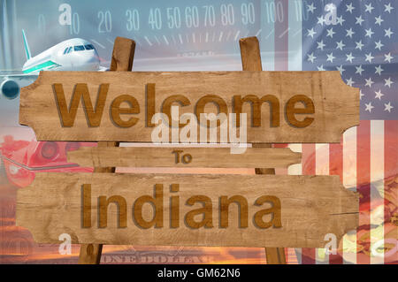 Welcome to Indiana Highway Sign on State Road 135 Harrison County Stock ...
