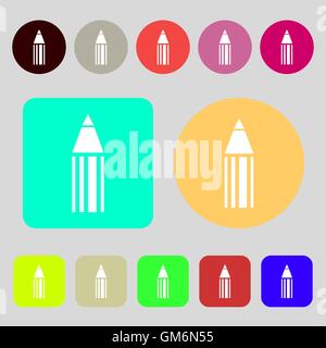 Pencil sign icon. Edit content button. Symbols on eight colored buttons ...