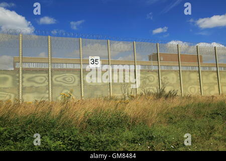 Perimeter prison fencing Warren Hill, Hollesley Bay, Suffolk, England ...