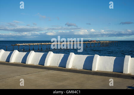 Historic waterfront of Punta Arenas running along the Magellan Strait ...