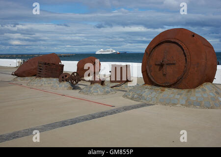 Historic waterfront of Punta Arenas running along the Magellan Strait ...