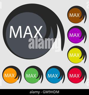 maximum sign icon. Symbols on eight flat buttons. Vector Stock Vector ...