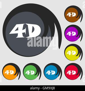 4D sign icon. 4D New technology symbol. Seamless pattern with geometric ...