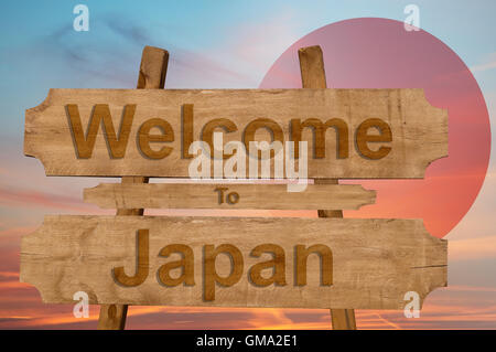 Welcome to Japan sign on wood background Stock Photo - Alamy
