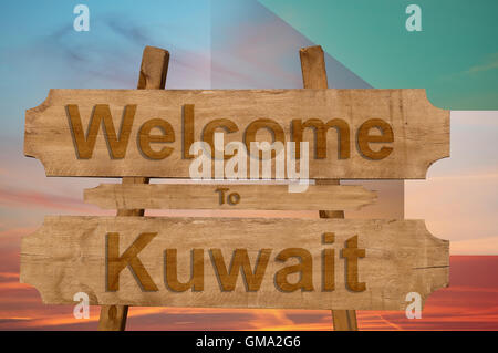 Welcome to Kuwait sign on wood background Stock Photo - Alamy