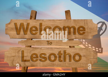 Welcome to Lesotho sign on wood background Stock Photo - Alamy