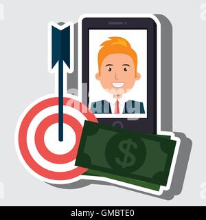 smartphone target money bills Stock Vector Image & Art - Alamy