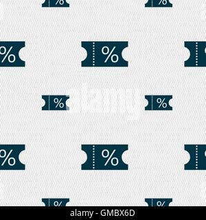 ticket discount icon sign. Seamless pattern with geometric texture ...