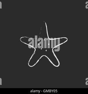 Hand drawn sketch of starfish in black isolated on white background ...
