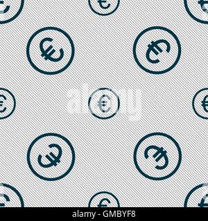 Euro icon sign. Seamless pattern on a gray background. Vector ...