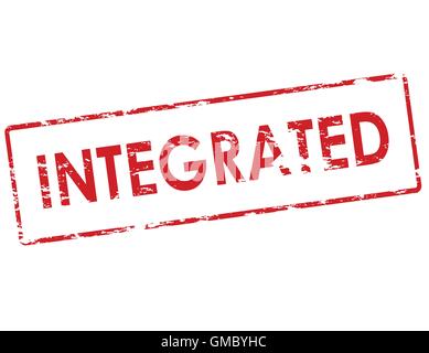 Grunge red integrated word rubber seal stamp on white background Stock ...