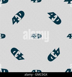 4D sign icon. 4D-New technology symbol. Seamless pattern on a gray ...