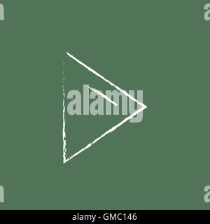 Play button click chalk icon. Start, launch. Media player. Hand pushing ...