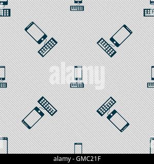 Computer keyboard and smatphone Icon. Seamless abstract background with geometric shapes. Vector ...