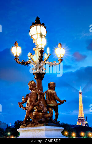 Alexandre III bridge and Eiffel Tower in Paris, France Stock Photo - Alamy