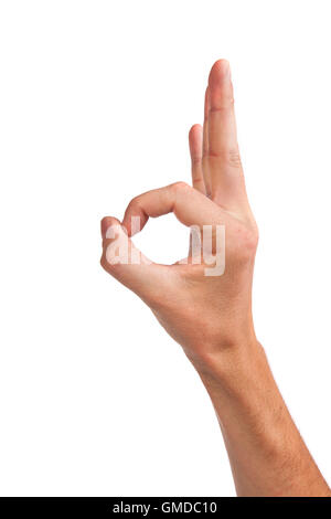 Hand showing ok gesture as part of word Stock Photo - Alamy