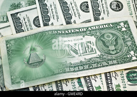 Dollar USA, pyramid, Eye of Providence. Extreme closeup.Macro. Pyramid ...