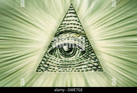 Dollar USA, pyramid, Eye of Providence. Extreme closeup.Macro. Pyramid ...