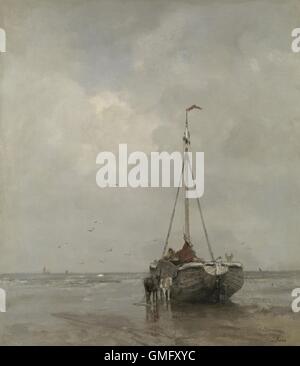 Bluff-bowed Fishing Boat on the Beach at Scheveningen, Jacob Maris, c ...