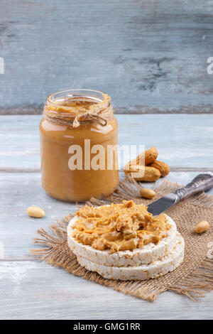Rice Cakes with Peanut Butter Stock Photo - Alamy