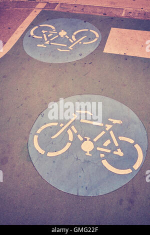 Vienna, Austria. Road Signs - cycle path; one way; except for bicycles ...