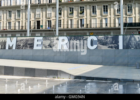 Merci sign in Amiens, to say thank you to the dead and veterans of ...