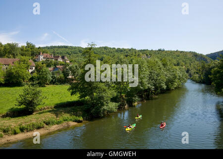 Canoe trip, Cabrerets, River Cele, 46, Lot, Midi Pyrenees, France ...
