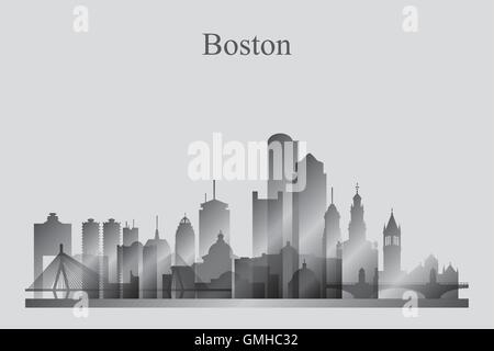 Boston city, Massachusetts, USA skyline. Cityscape panoramic silhouette ...