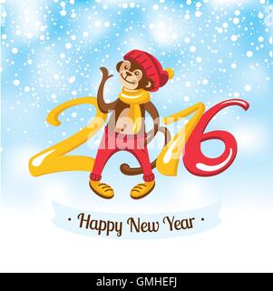 Happy New Year text with cute rabbit for banner design illustration ...