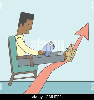 Man reading book, flat linear simple icon. Pictogram for reading ...