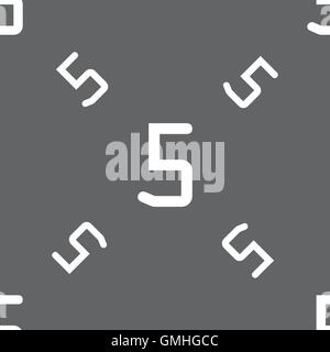 number five icon sign. Seamless abstract background with geometric ...