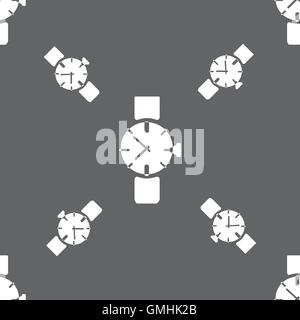 watches icon symbol . Seamless pattern on a gray background. Vector ...