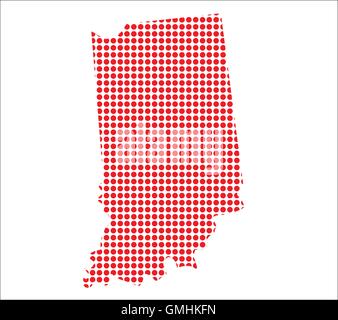 Indiana state of United States of America, USA. Simplified thick black ...